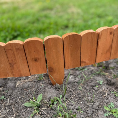 Set of 3 Wooden Lawn Edging Log Roll Style Panels (210cm x 10cm)