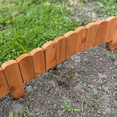 Set of 3 Wooden Lawn Edging Log Roll Style Panels (210cm x 10cm)