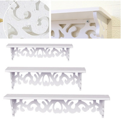 Set of 3 Wooden Wall Rack Floating Shelf Display Rack