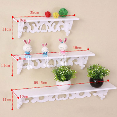 Set of 3 Wooden Wall Rack Floating Shelf Display Rack
