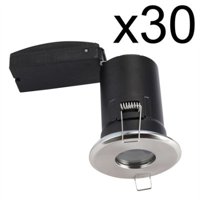 Set of 30 - Brushed Chrome IP65 Bathroom Recessed Fire Rated Downlight