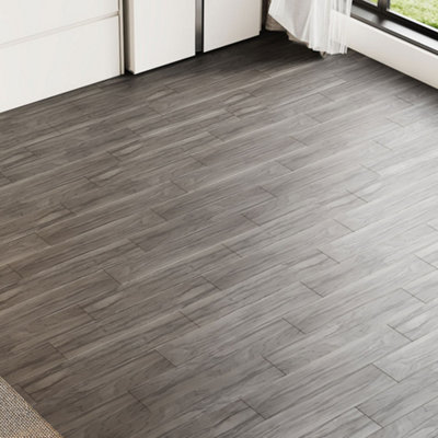 Set of 36 Grey Rustic Wood Grain Effect Self Adhesive Plank PVC ...