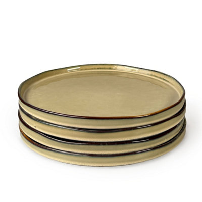 Set of 4 28cm Oslo Oatmeal Reactive Glaze Ceramic Dinner Plates | DIY ...