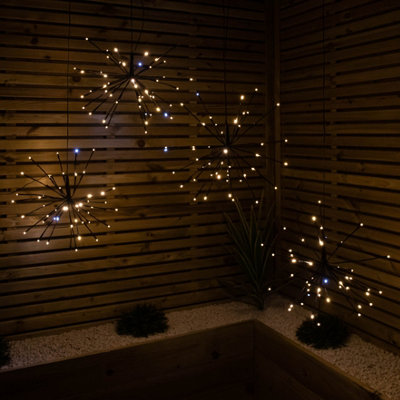 Set of 4 45cm Brown Sparkle Ball Light with 200 Warm White LEDs with ...