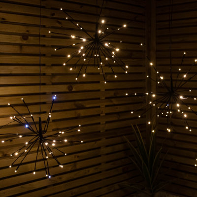 Set of 4 45cm Brown Sparkle Ball Light with 200 Warm White LEDs with ...