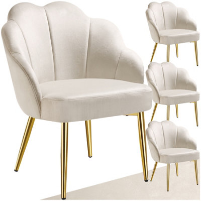 Set of 4 Accent Chair Hellen - velvet cover, padded, extra-wide shell ...