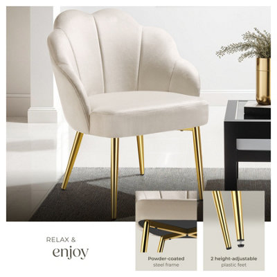 Set of 4 Accent Chair Hellen - velvet cover, padded, extra-wide shell ...
