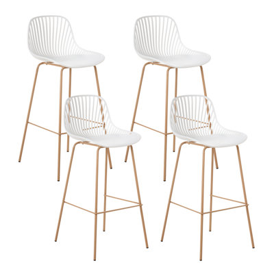 Set of 4 Bar Chairs KLEVE White