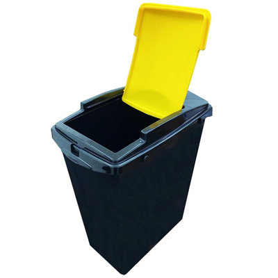 Set Of 4 Black Base 40 Litre Recycling Waste Utility Interlocking Bins ...
