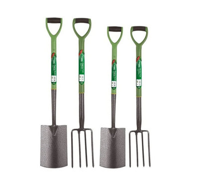 Set of 4 Border Fork,Border Spade, Digging Fork & Digging Spade Garden ...