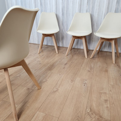 Set of 4 Cream Dining Chairs PU Leather with Soft Padded Seat for ...