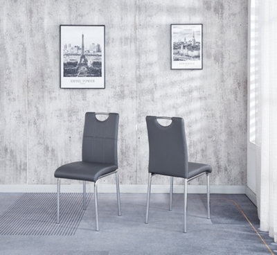 Set of 4 Dining Chairs in Faux Leather Chrome Frame Solid Build | DIY ...