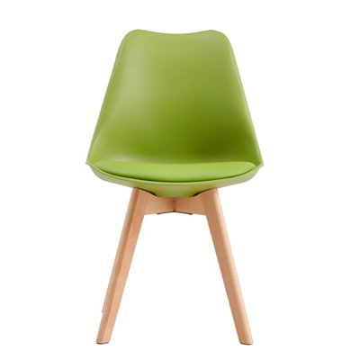 Set of 4 Dining Chairs with Solid Wooden Legs and Seat Cushion Pads in ...