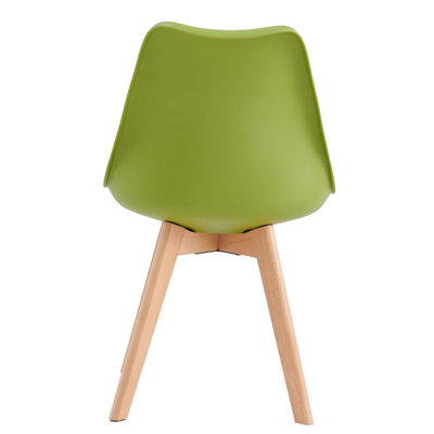 Set of 4 Dining Chairs with Solid Wooden Legs and Seat Cushion Pads in ...