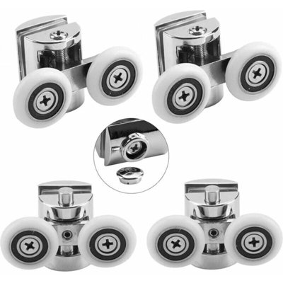 Set of 4 Double Casters - for Sliding Shower Door, 2 Wheels with 23 mm ...