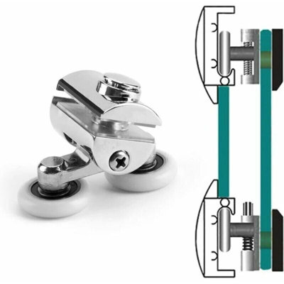 Set of 4 Double Casters - for Sliding Shower Door, 2 Wheels with 23 mm ...