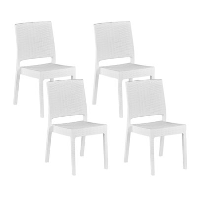 Set of 4 Garden Chairs FOSSANO Synthetic Material White