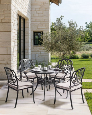 Set of 4 Garden Chairs with Cushions ANCONA Metal Black