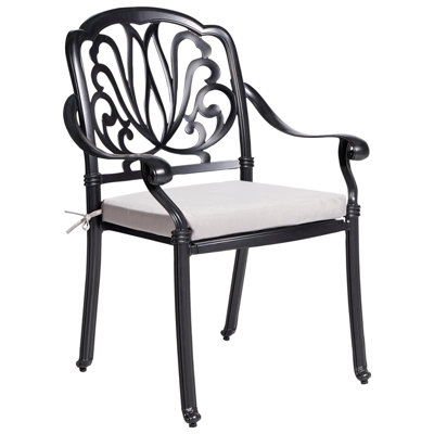 Set of 4 Garden Chairs with Cushions ANCONA Metal Black