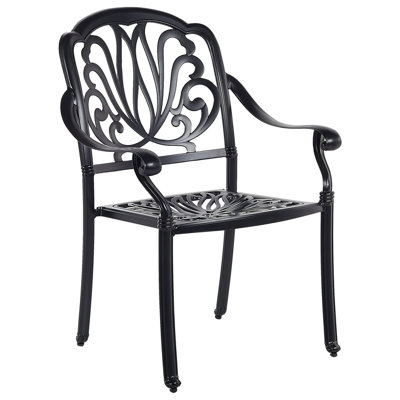 Set of 4 Garden Chairs with Cushions ANCONA Metal Black