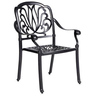 Set of 4 Garden Chairs with Cushions ANCONA Metal Black