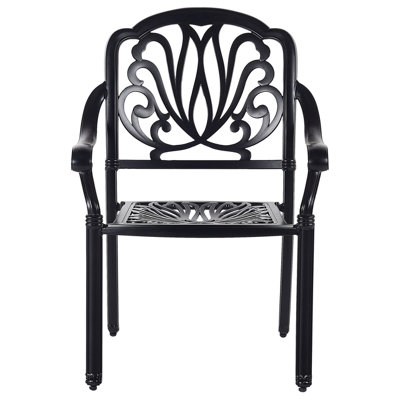 Set of 4 Garden Chairs with Cushions ANCONA Metal Black
