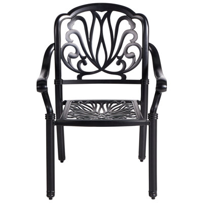 Set of 4 Garden Chairs with Cushions ANCONA Metal Black