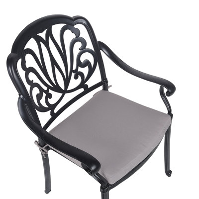 Set of 4 Garden Chairs with Cushions ANCONA Metal Black