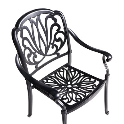 Set of 4 Garden Chairs with Cushions ANCONA Metal Black