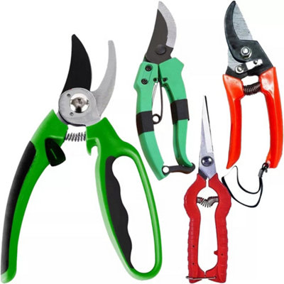 Set of 4 Gardening Secateurs & Pruning Shears with Sharpener for Garden ...