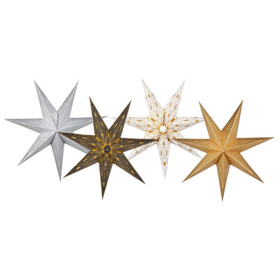 Set of 4 Hanging Decorations LED SHIVLING Star 60 cm Multicolour
