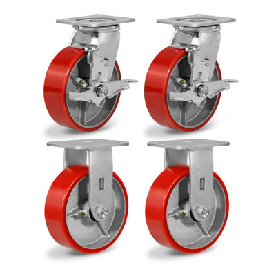 Set of 4 Heavy Duty Industrial Caster Wheels with Load 4800lbs Capacity ...