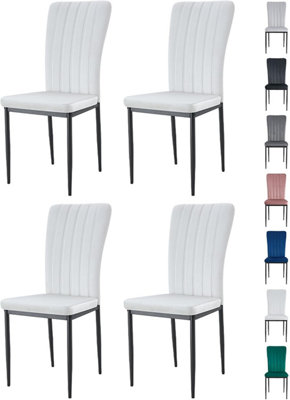 Set of 4 High back Dining Chairs Velvet Fabric Kitchen/Dining Seating ...
