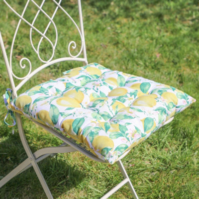 Set of 4 Lemons Printed Indoor Furniture Dining Chair Seat Pads