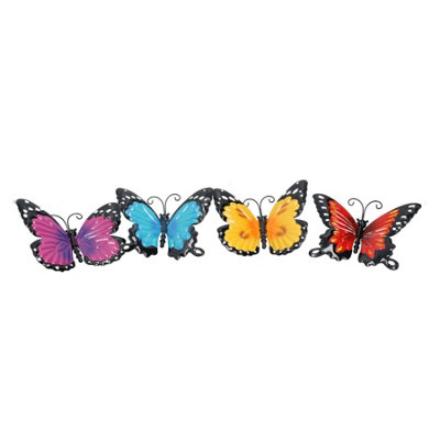 Set of 4 Metal Small 3D Butterflies Garden/Home Wall Art Size Of Each ...