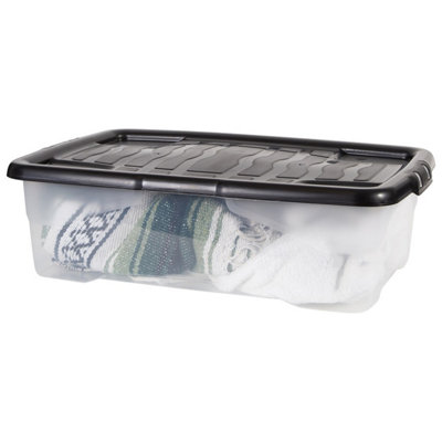 Set Of 4 Multipurpose Clear Underbed 30 Litre Curve Storage Containers ...