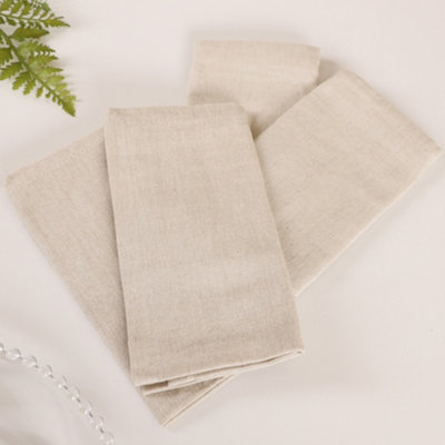 Set of 4 Natural Plain Fabric Kitchen Napkins