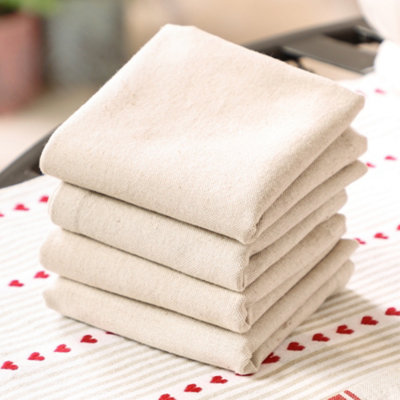 Set of 4 Natural Plain Fabric Kitchen Napkins