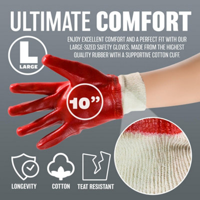 Set Of 4 Pairs Red Pvc Rubber Safety Builders Work Gloves Protect Diy ...