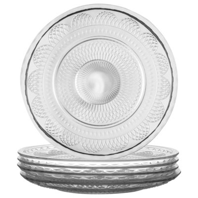 Set of 4 Parisian Glass Tableware Dinner Side Plates Serving Dish Gift Idea