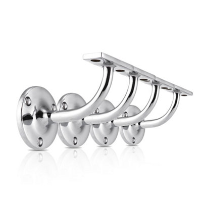 SET OF 4 POLISHED CHROME HANDRAIL BRACKETS, BANISTER BRACKETS FOR STAIR ...