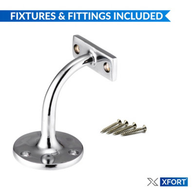 SET OF 4 POLISHED CHROME HANDRAIL BRACKETS, BANISTER BRACKETS FOR STAIR ...