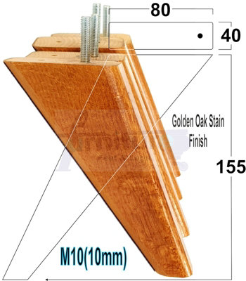SET OF 4 REPLACEMENT FURNITURE SQUARE FEET GOLDEN OAK STAIN TAPERED WOODEN LEGS 150mm HIGH M10 ...