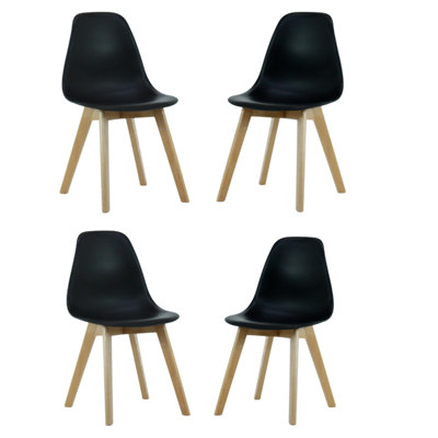 Set of 4 Rico Modern Dining Chairs Dining Room Plastic Chair Black ...
