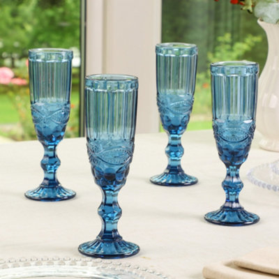 Blue champagne flutes store