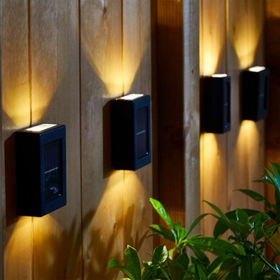 Set of 4 Solar Up and Down Fence Lights - Illuminate Automatically at ...