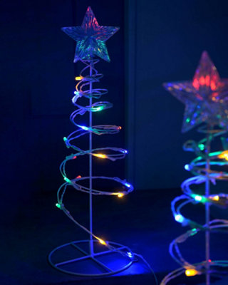 Set of 4 Spiral Trees Rope Light Silhouette 55cm