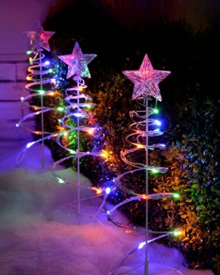 Set of 4 Spiral Trees Rope Light Silhouette 55cm
