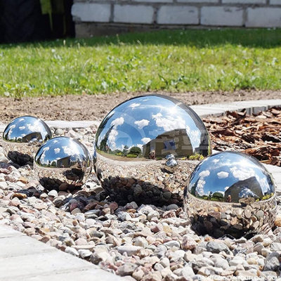 Set of 4 Stainless Steel Gazing Balls Decorative Mirror Spheres for ...