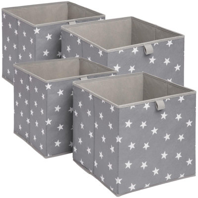 Set of 4 Star Storage Boxes Foldable Collapsible Square Fabric Cube Box ...